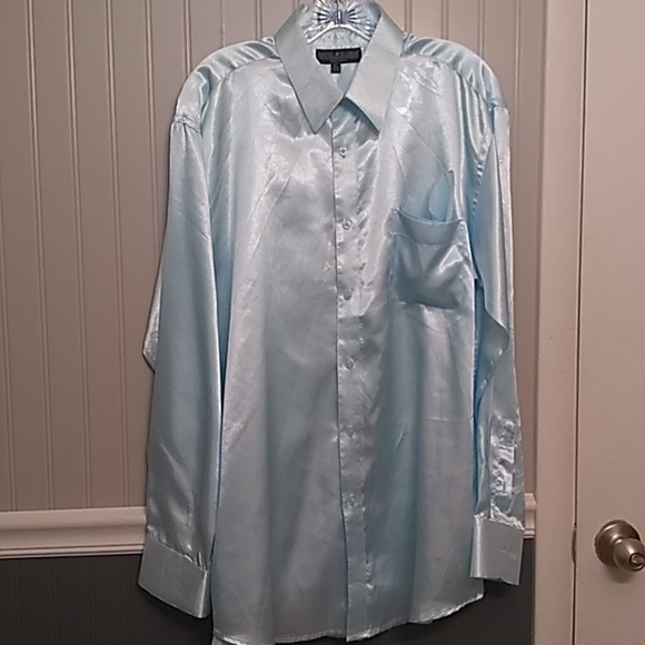 Daniel Ellissa | Shirts | Mens Ice Blue Satin Shirt Set | Poshmark